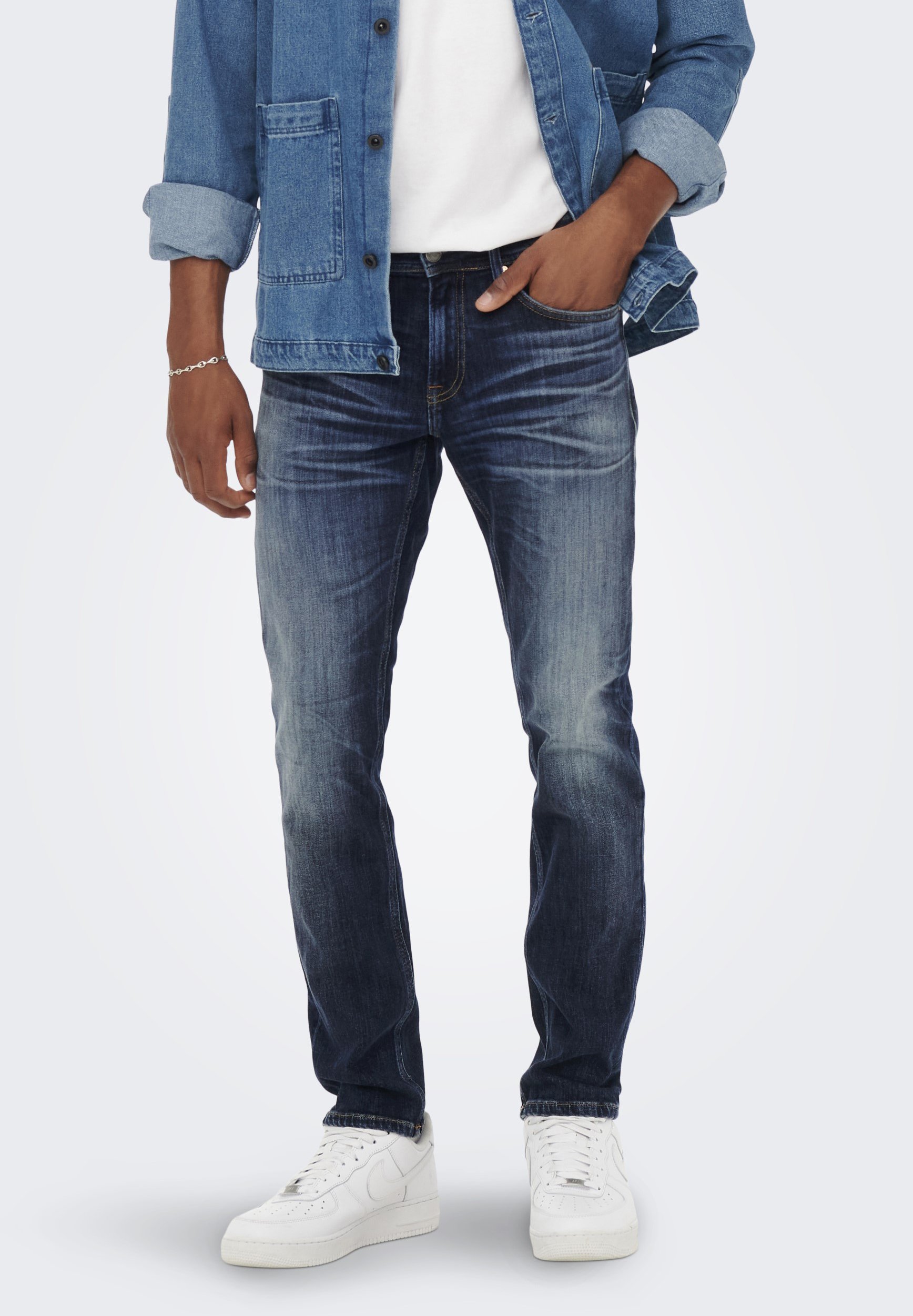 Only & Sons ONSWEFT REGULAR - Jeans Straight Leg - blue denim/blau ...