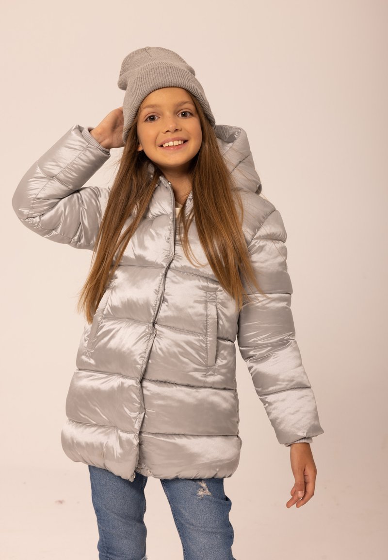 MINOTI HOODED PADDED PUFFER - Zimní kabát - silver/stříbrná barva ...