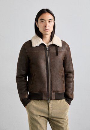BOSS MAHDI - Lederjacke - medium beige/beige - Zalando.ch