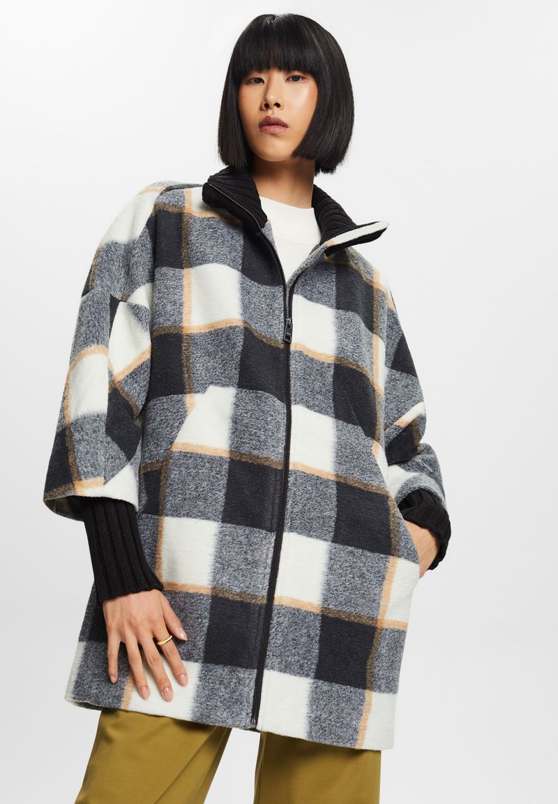 Esprit Collection SG-083EO1G329 CHECKEDLONG - Classic coat - black ...