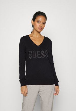 Guess LS RN DIANE TRIANGLE LOGO SWTR - Trui - jet black/zwart - Zalando.nl
