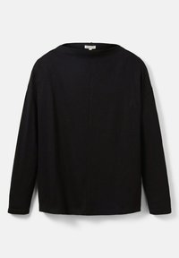 TOM TAILOR MIT UMGESCHLAGENEM STEHKRAGEN - Langarmshirt - deep black ...