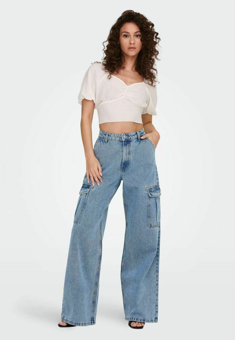 ONLY ONLHOPE WIDE CARGO - Alt laienevad teksad - dark blue denim ...