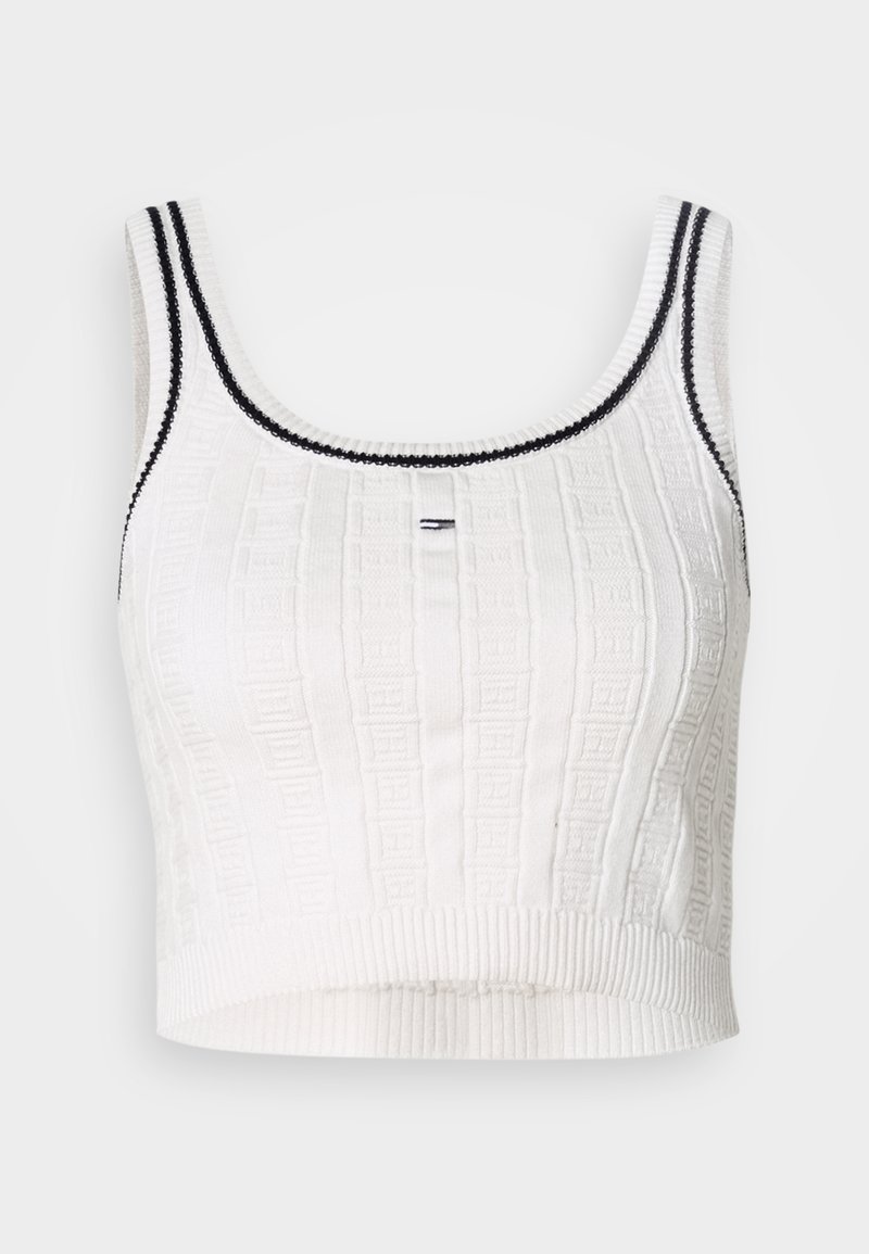 Tommy Jeans FLAG CABLE KNIT CROPPED TANK TOP - Top - ancient white/off ...