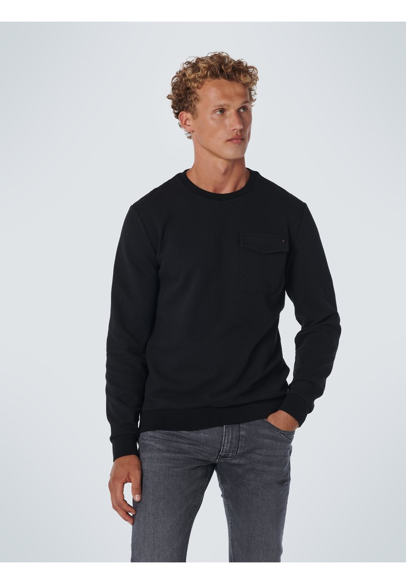 NO EXCESS CREWNECK DOUBLE LAYER JACQUARD - Pullover - black/noir ...