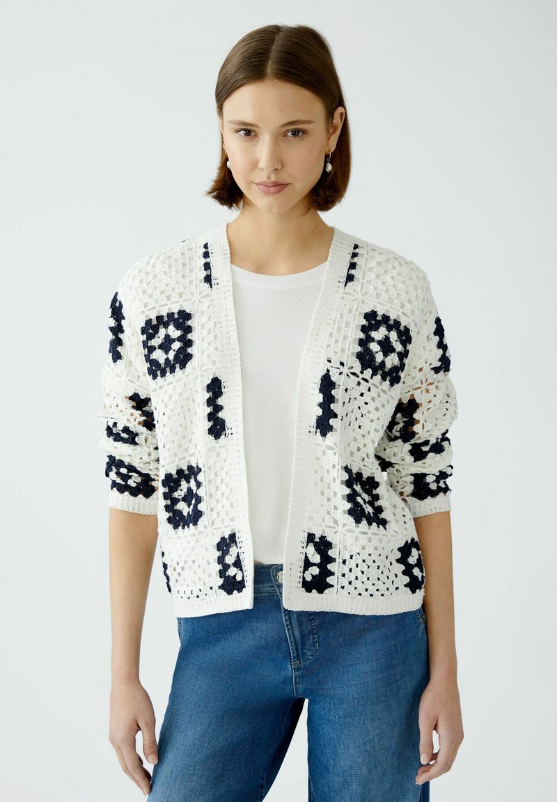 Oui CROCHET - Strickjacke - white blue/blau - Zalando.at