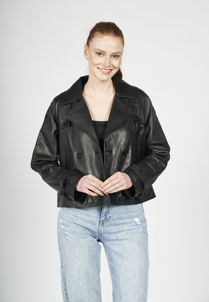 Freaky Nation OUT OF THE LINE FN - Lederjacke - black/schwarz - Zalando.de