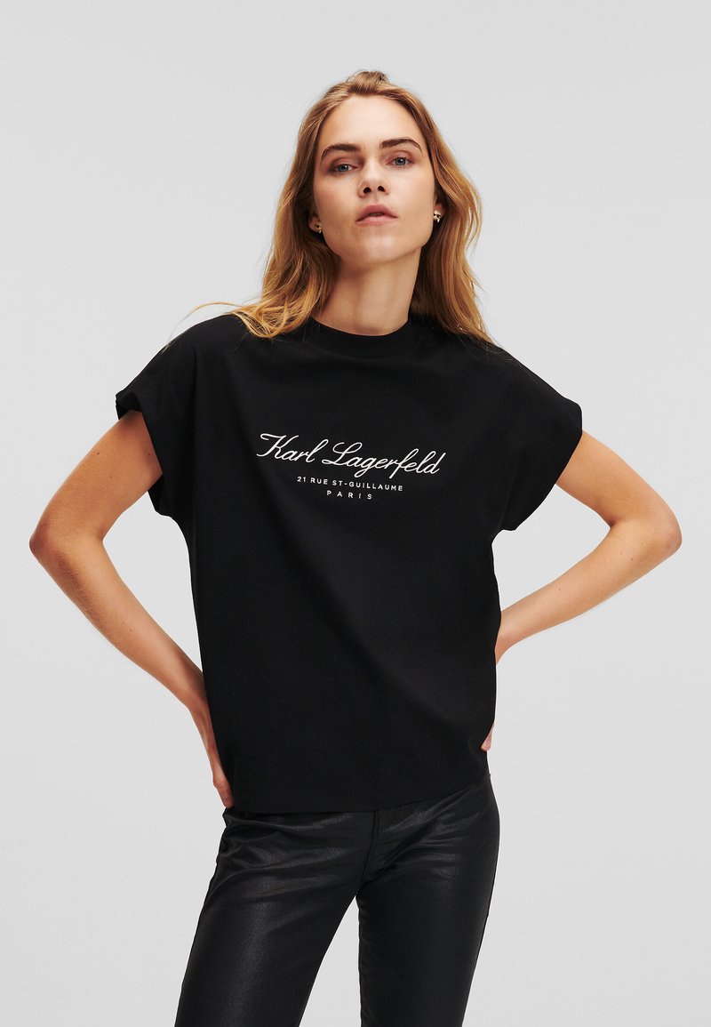 KARL LAGERFELD KARL SIGNATURE - T-shirt con stampa - black/nero ...