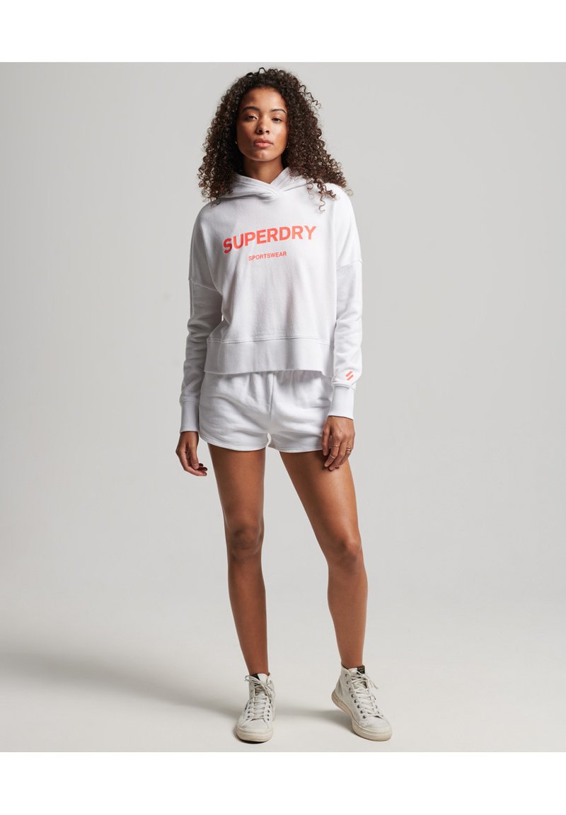 Superdry CORE CROP BOX - Sweat à capuche - optic/denim blanc - ZALANDO.BE