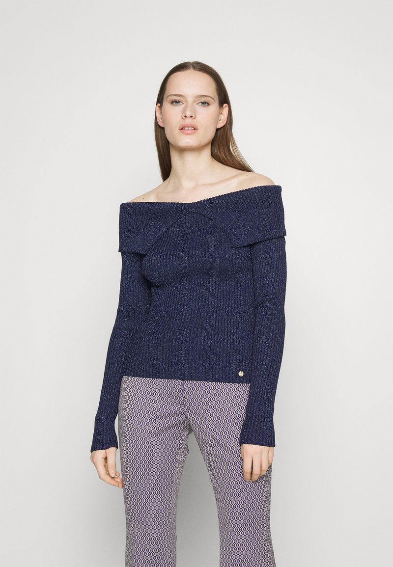 LIU JO MAGLIA CHIUSA BARDOT - Jumper - blue metallic/metallic blue ...