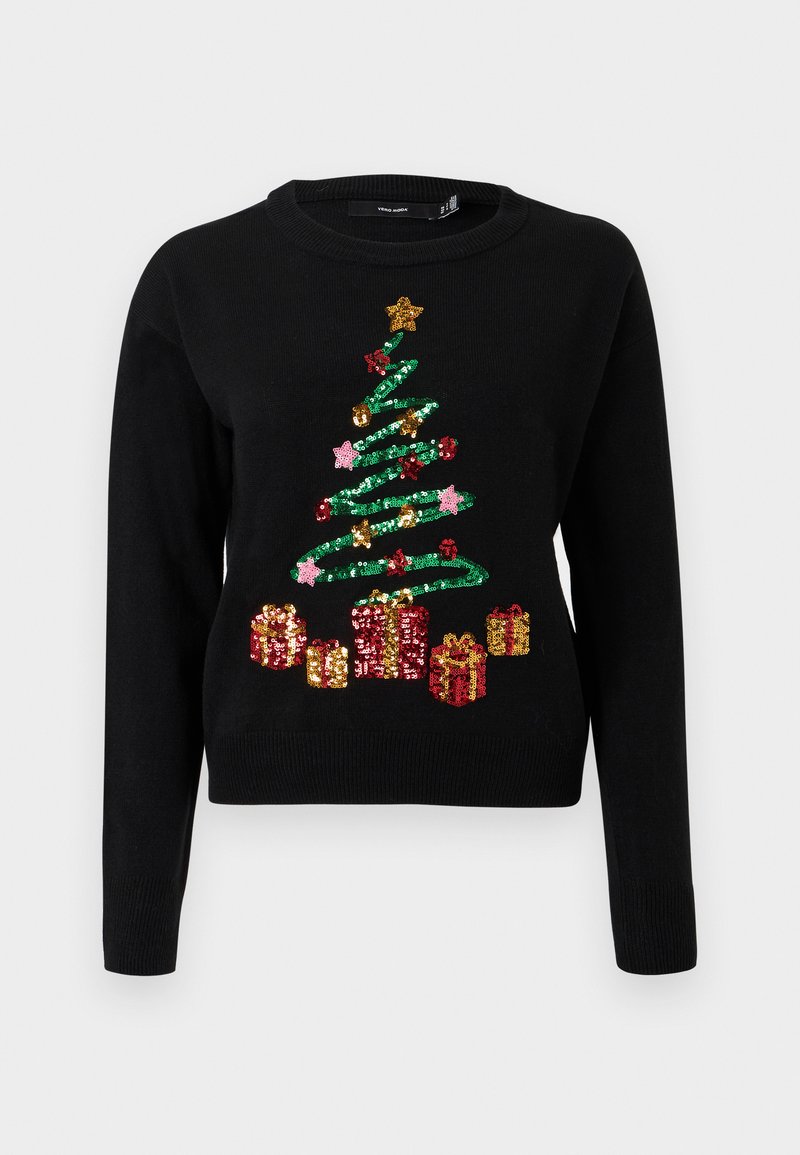 Vero Moda VMGLITTER O NECK XMAS BOX - Stickad tröja - black/svart ...