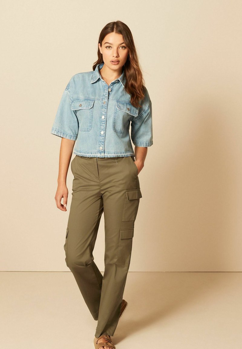Next OVERSIZED CROPPED SHIRT - Hemdbluse - mid blue denim/blau - Zalando.ch