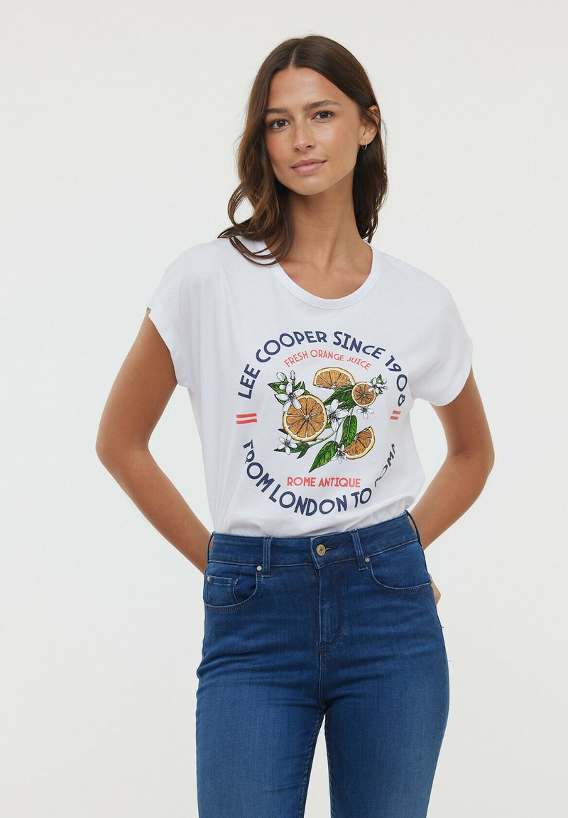 Lee Cooper AZIAL MC - Print T-shirt - optic white/white - Zalando