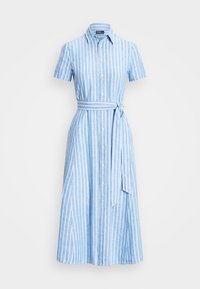 Polo Ralph Lauren Belted Striped Linen Shirtdress - Shirt dress - lake blue/white/white - Zalando