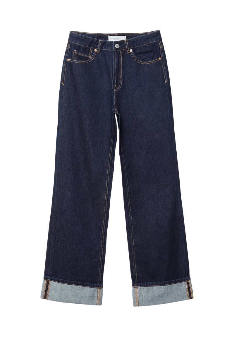 Stradivarius D92 STRAIGHT WIDE-LEG JEANS - Wide Leg - mottled dark blue ...