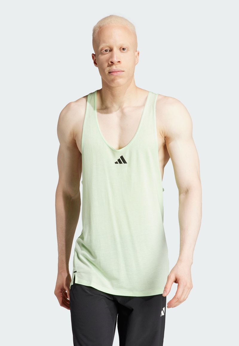 adidas Performance WORKOUT STRINGER - Top - semi green spark black/grün ...