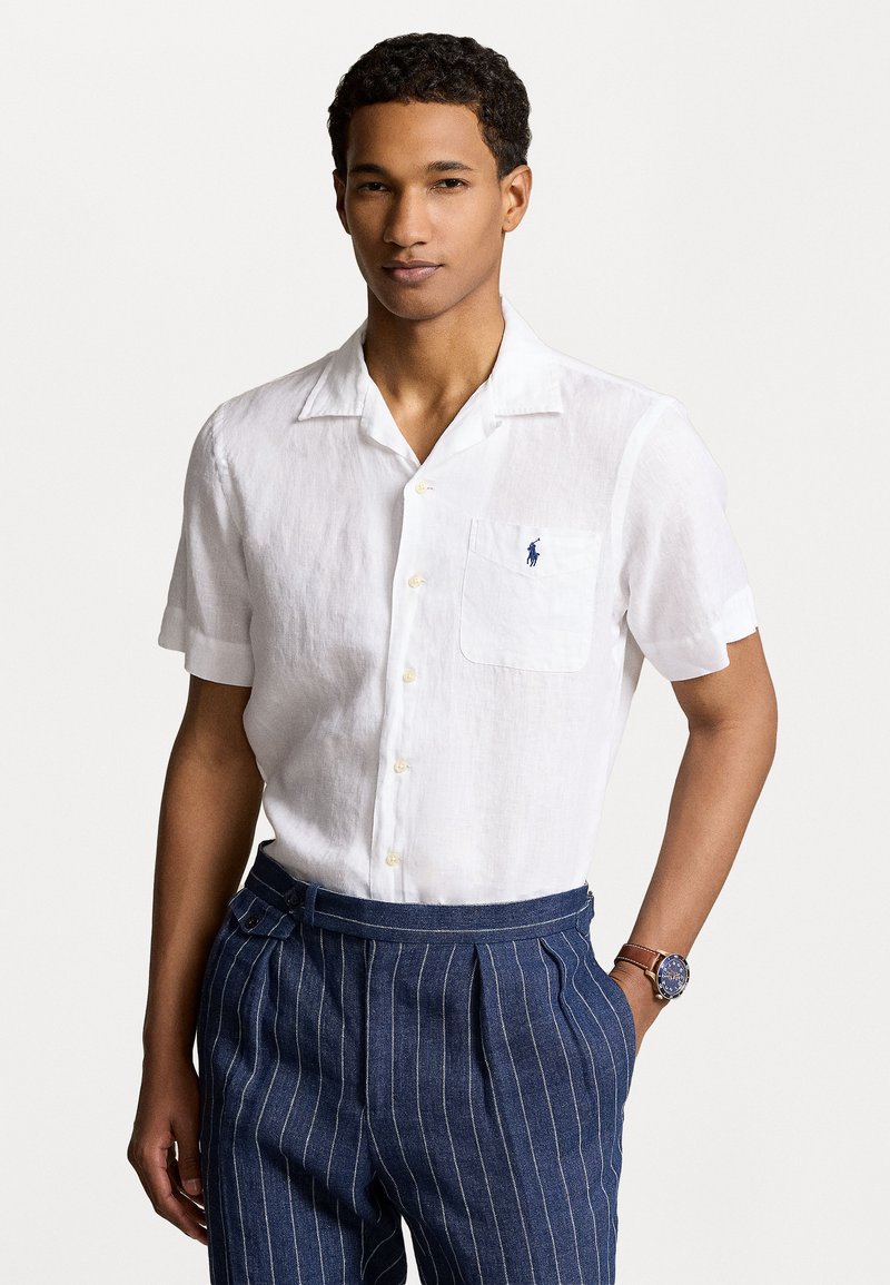 Polo Ralph Lauren CLASSIC FIT LINEN CAMP SHIRT - Skjorte - white/hvit - Zalando.no