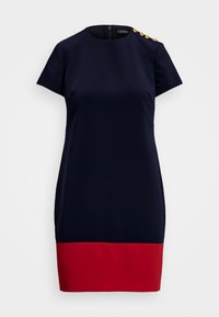 Lauren Ralph Lauren KUSMAE SHORT SLEEVE DAY DRESS - Jerseykjole - navy/festive red/mørkeblå ...