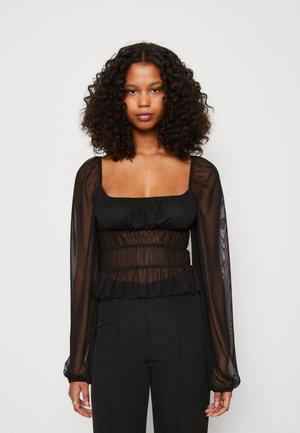 Monki MARGARETA - Bluse - black dark solid/schwarz - Zalando.ch