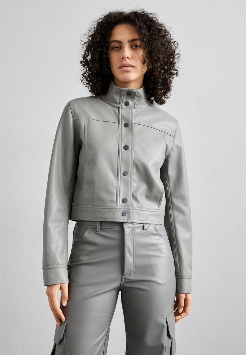 Stine Goya SAIGE HEAVY - Faux leather jacket - grey/dark grey - Zalando ...