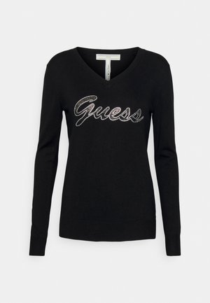 Guess LS RN DIANE TRIANGLE LOGO SWTR - Trui - jet black/zwart - Zalando.nl