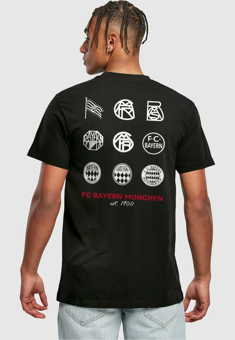 FC Bayern München LOGO HISTORY ROUND NECK - Print T-shirt - black ...