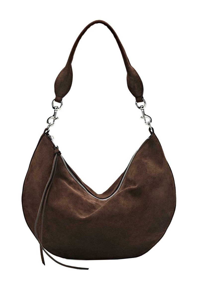 Massimo Dutti SPLIT HALF-MOON - Handtasche - mottled brown/braun ...