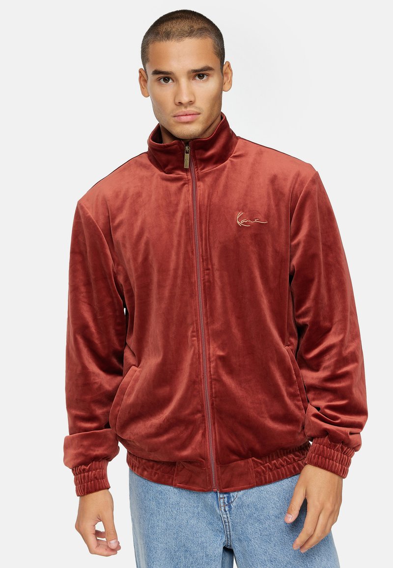 Karl Kani CHEST SIGNATURE JACKET - Sweatjacke - wine red/rot - Zalando.ch