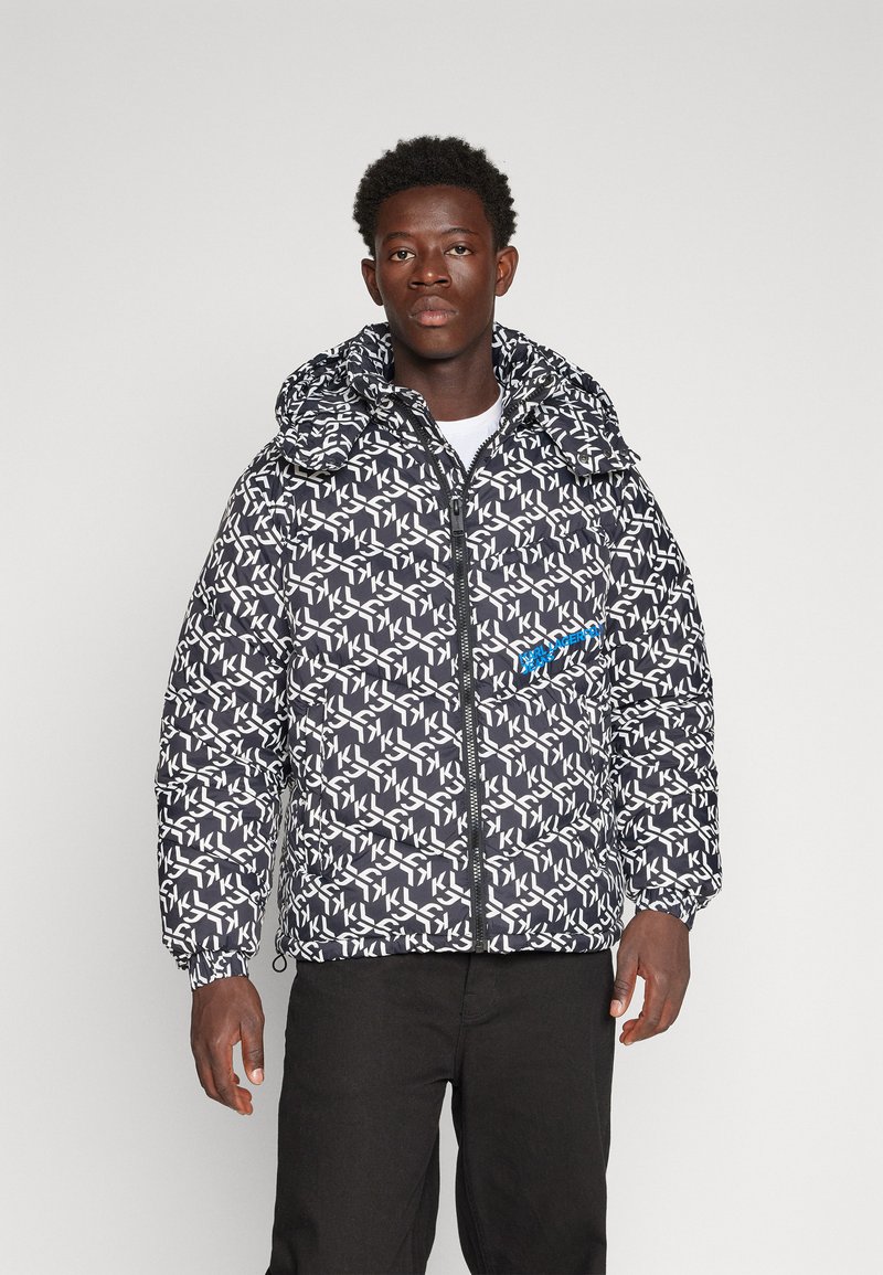 Karl Lagerfeld Jeans MONOGRAM PUFFER JACKET - Zimná bunda - black/white ...