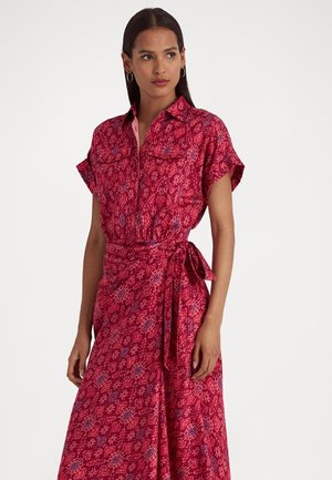 Lauren Ralph Lauren MUNZIE ELBOW SLEEVE DAY DRESS - Vestito di maglina - navy/burgundy multi/blu ...