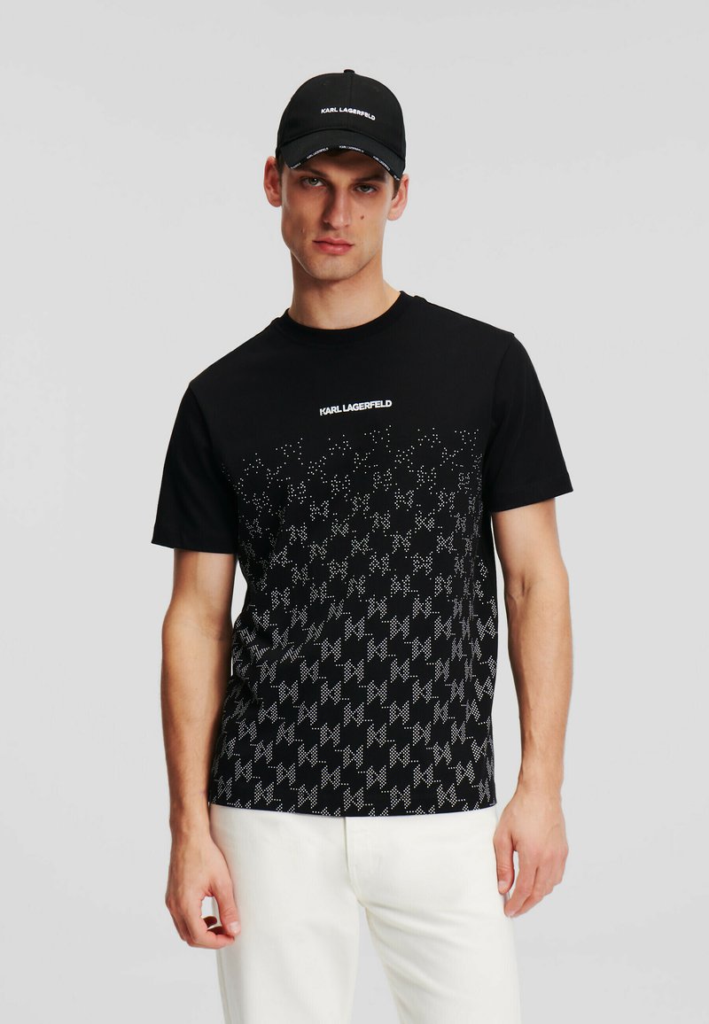 KARL LAGERFELD MONOGRAM FADE - T-shirt print - black white check ...