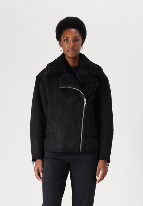 BOSS SAMELI - Nahkatakki - black/musta - Zalando.fi