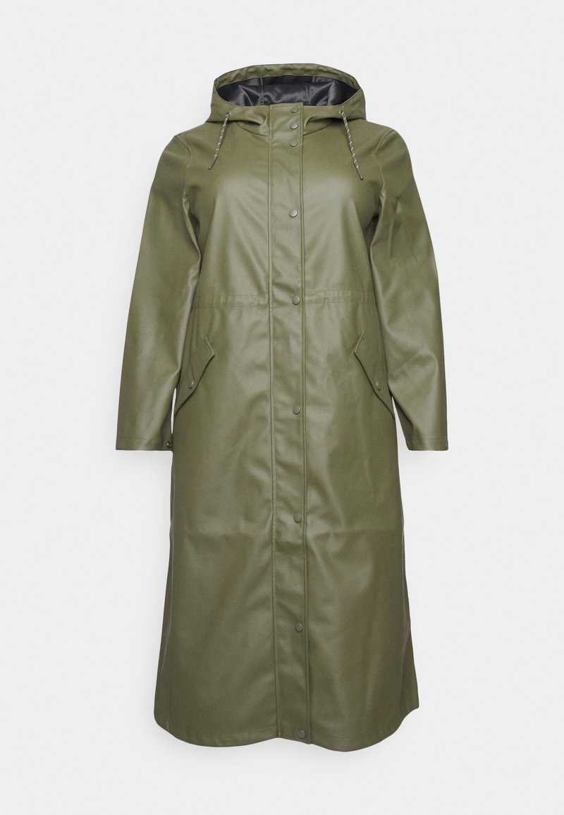 Vero Moda Curve VMMALOU LONG COATED JACKET - Faux leather jacket - ivy ...