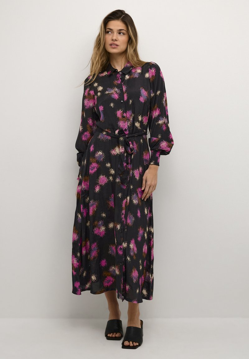 Kaffe KADORITA OLINE - Shirt dress - black shoking pink print/black ...