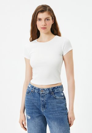 Koton FAR EAST PRINTED CREW NECK SHORT SLEEVE CROP - T-Shirt print - ecru/tan - Zalando.de