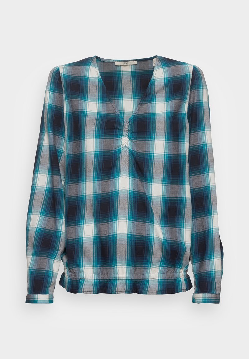 edc by Esprit CHECK BLOUSE - Blouse - navy/dark blue - Zalando.co.uk