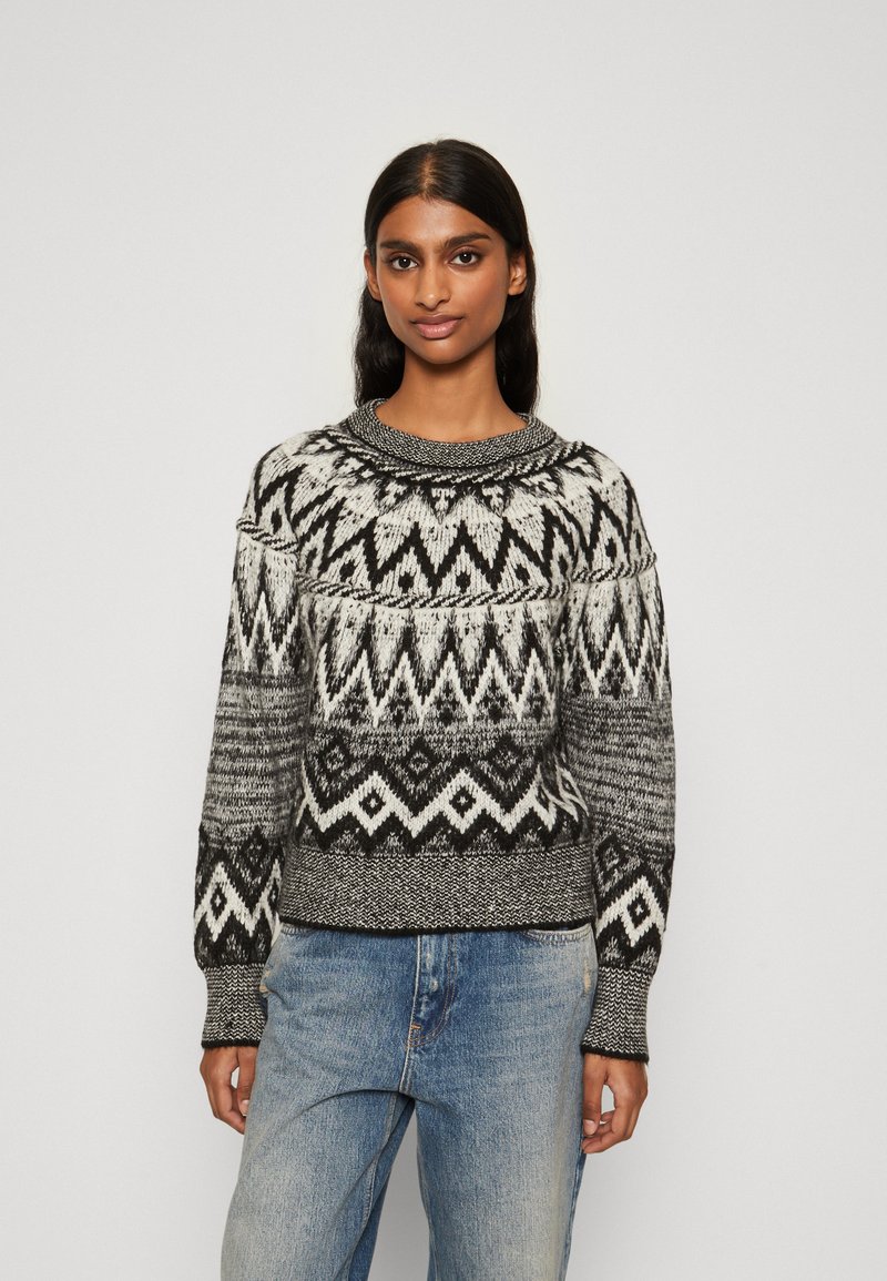 ONLY Petite ONLJULIA - Pullover - black/cloud dancer/noir - ZALANDO.FR