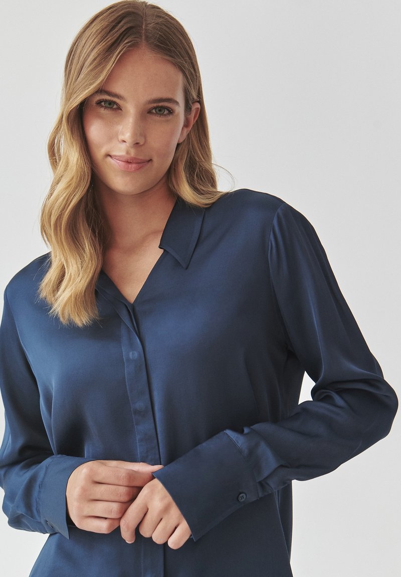 TATUUM NIKALI - Button-down blouse - navy/dark blue - Zalando