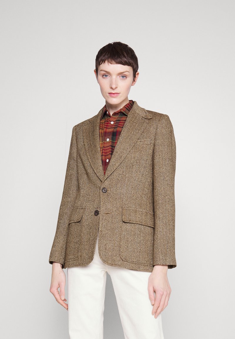 Polo Ralph Lauren HERTIAGE BLAZER - Blazer - brown/cream herringbone ...