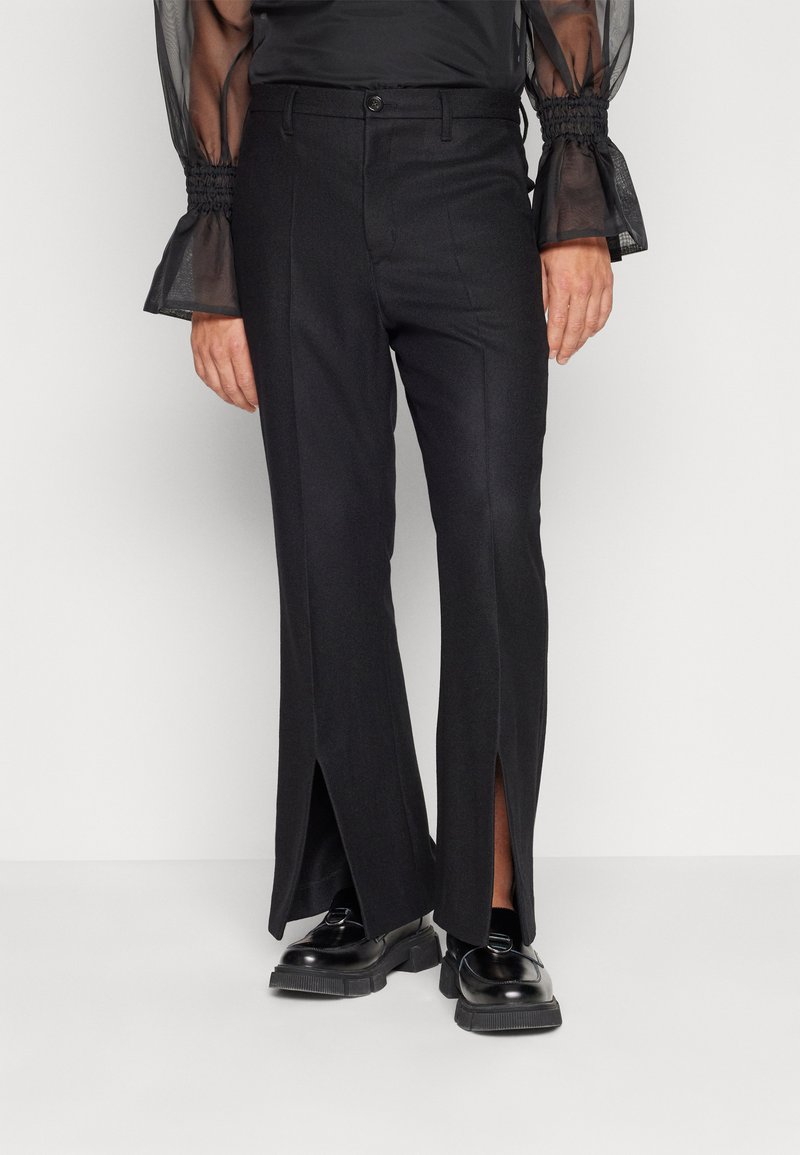 MIKAGE SHIN SLIT FLARE PANTS UNISEX - Trousers - black - Zalando.ie