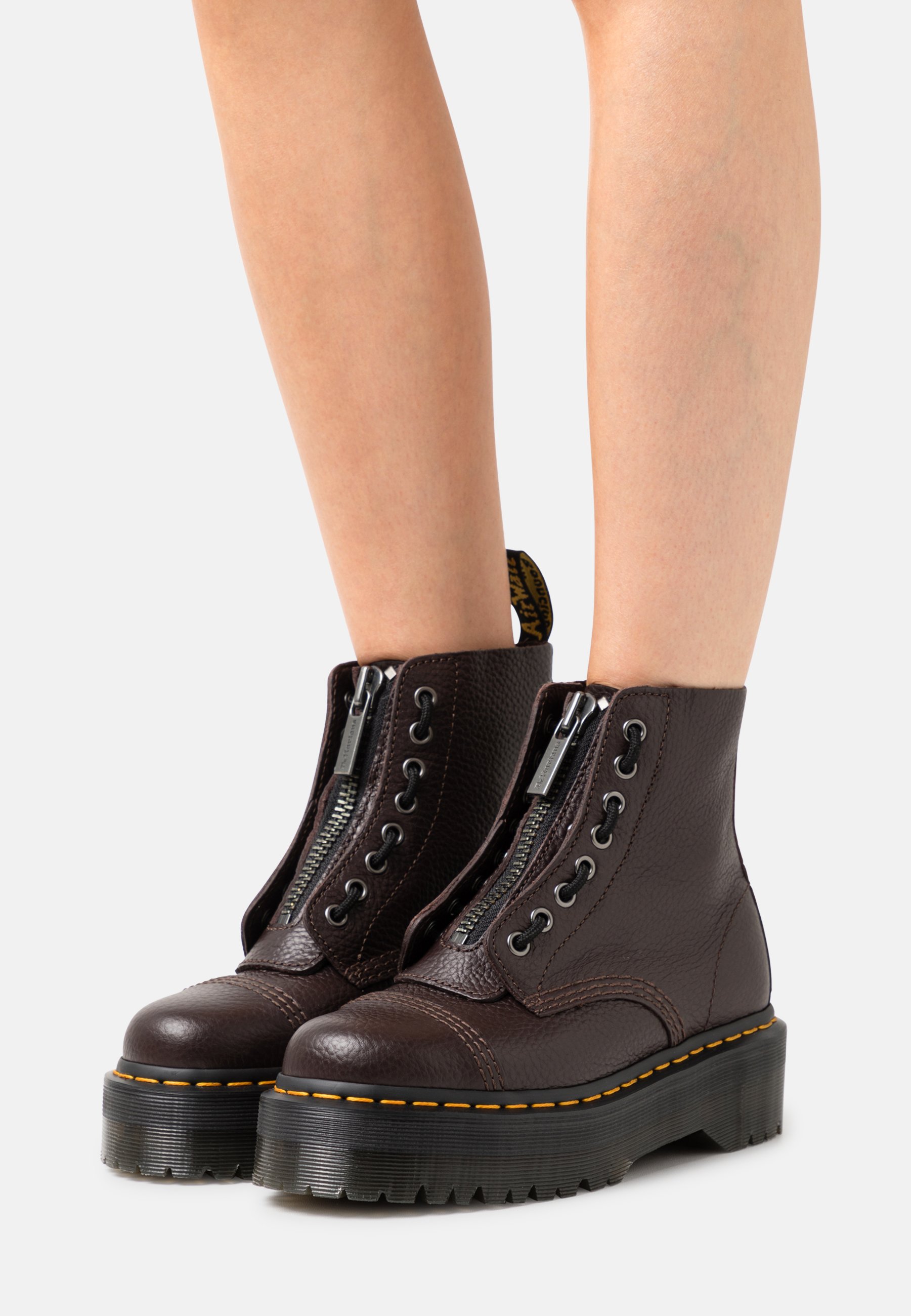 Dr Martens Sinclair Flatform Zip Tumbled Leather Boots In
