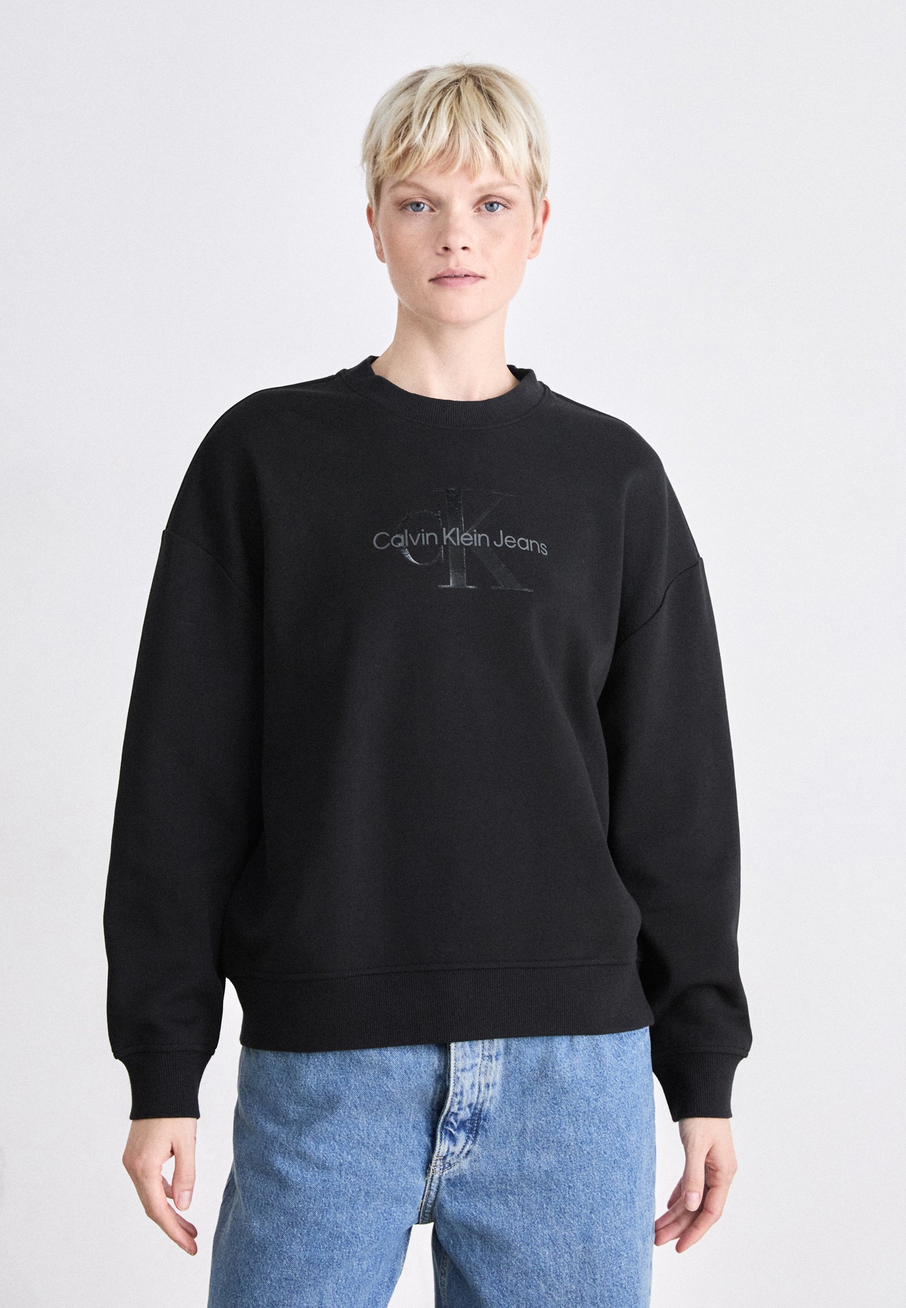 Calvin klein black crew neck sweatshirt store