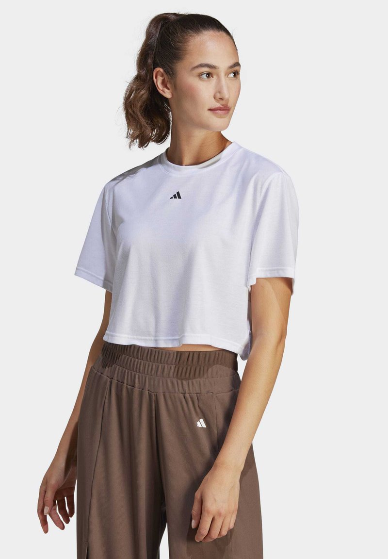 adidas Performance STUDIO - Basic T-shirt - white - Zalando.co.uk