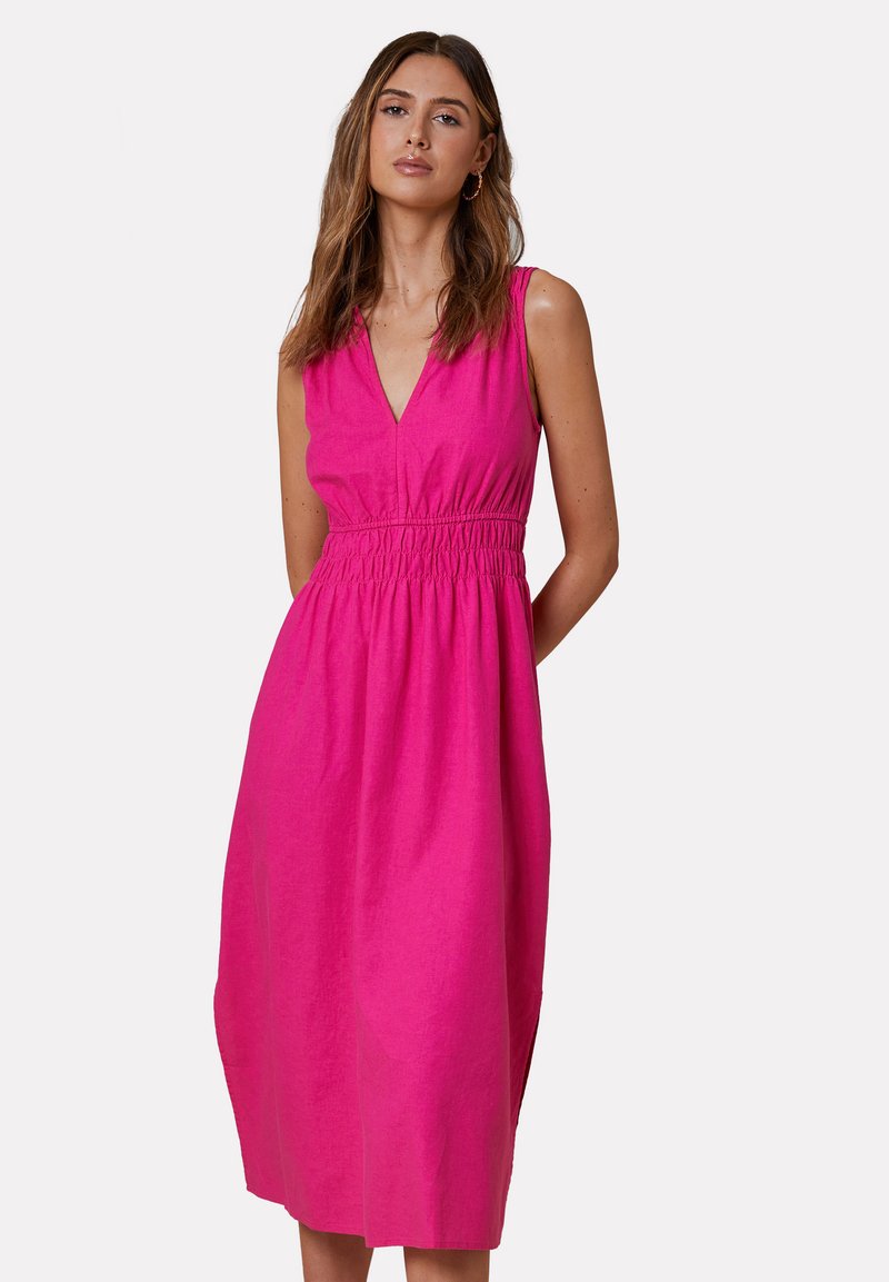 Threadbare THB PEPPERCORN WAISTED MIDI - Robe de jour - hot pink/rose ...