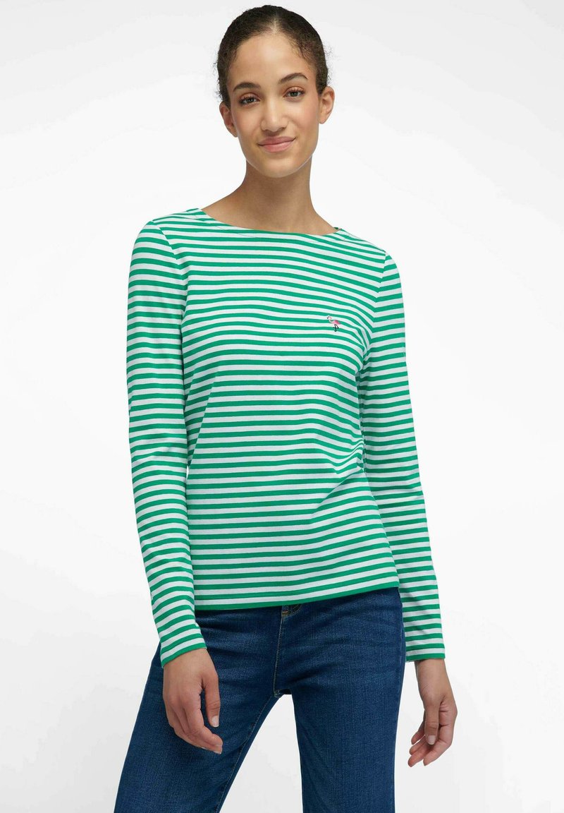 PETER HAHN Long sleeved top - grün weiß/green - Zalando
