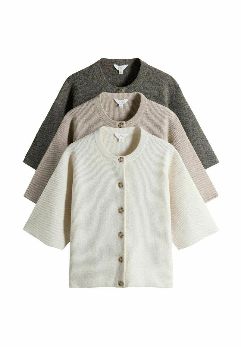 THE SET 3 PACK BUTTON DOWN - Cardigan - brown/marl/neutral cream/brown ...