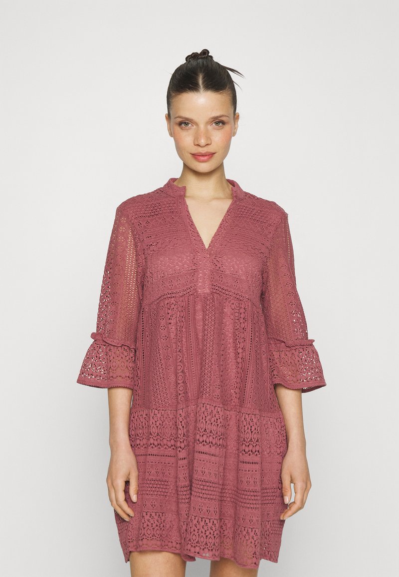 Vero Moda Petite VMHONEY 3/4 V-NECK TUNIC - Rochie de zi - rose brown ...