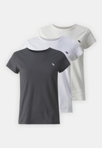Abercrombie & Fitch ICON CREW 3 PACK - Basic T-shirt - white/asphalt/white sand/white - Zalando