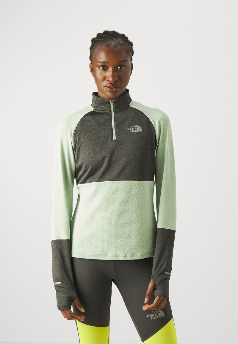 The North Face ZIP RUN - Longsleeve - misty sage/asphalt grey heather ...