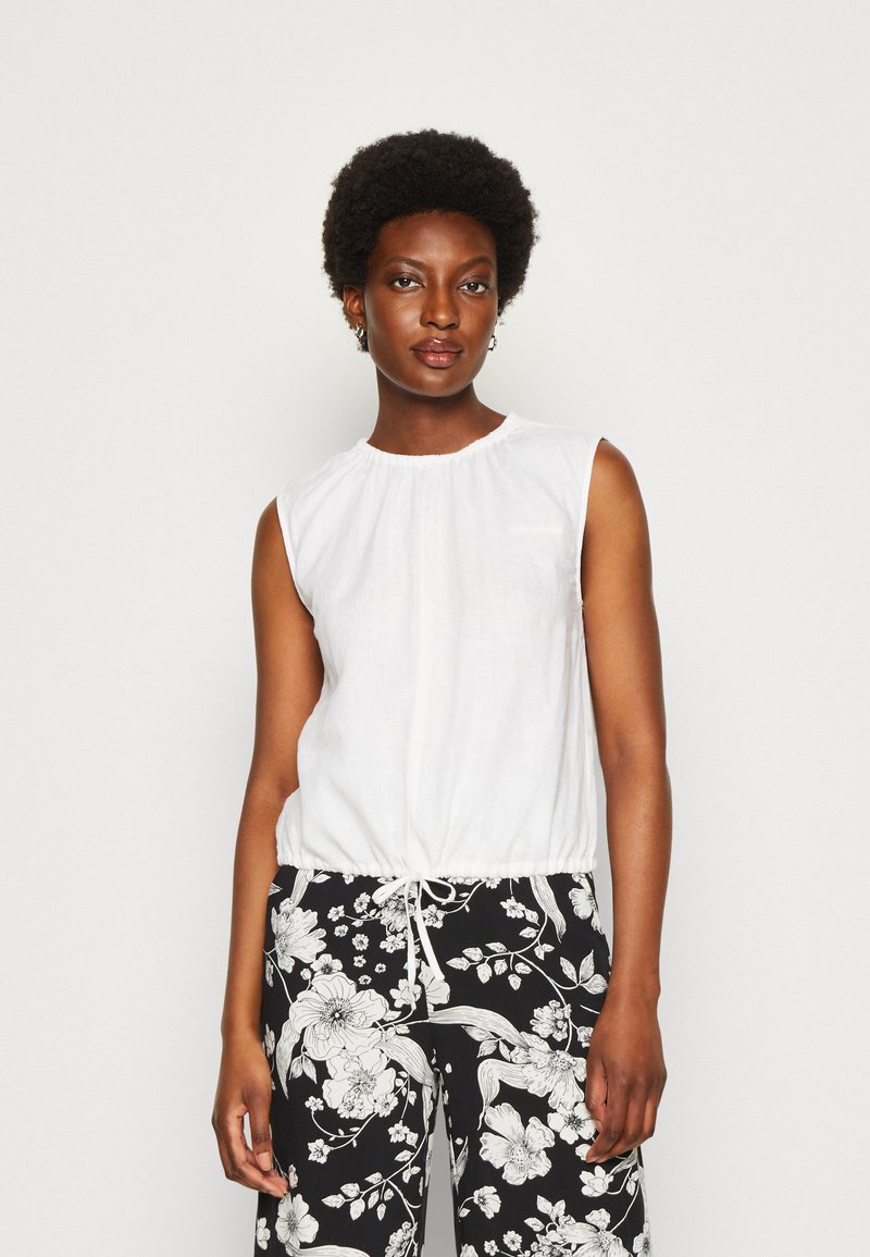 Marc O'Polo HIGH CREW NECK WITH GATHERING STRINGS AT HEM - Blus - white ...